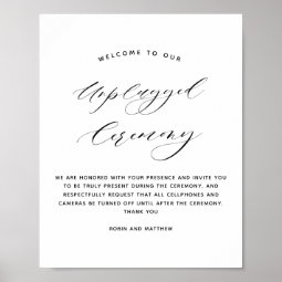 Elegant Script Unplugged Ceremony Wedding Sign | Zazzle