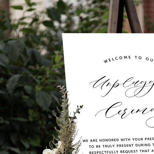 Elegant Script Unplugged Ceremony Wedding Sign | Zazzle