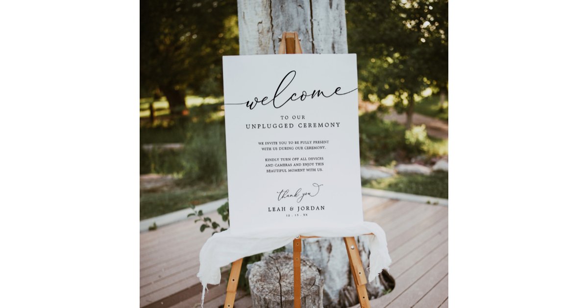Elegant Script Unplugged Wedding Ceremony Sign | Zazzle