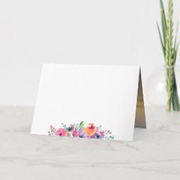 Elegant Script Watercolor Floral Wedding Photo Thank You Card | Zazzle