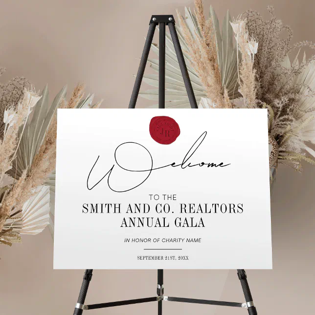 Elegant Script Wax Stamp Corporate Welcome Sign | Zazzle