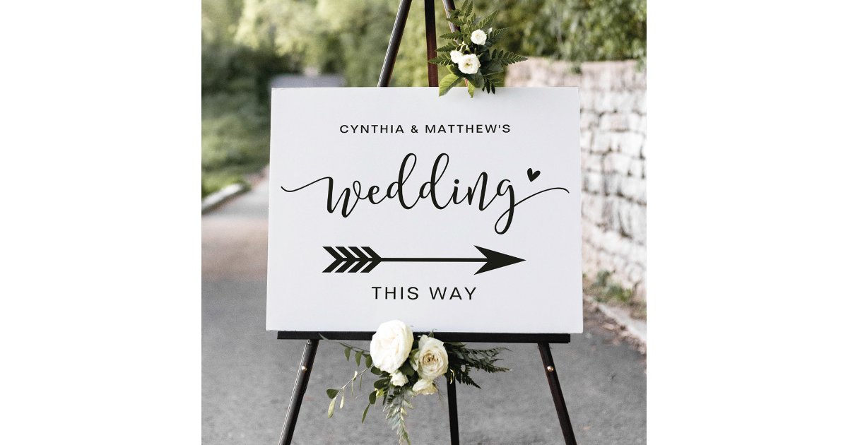Elegant Script Wedding Direction Sign Canvas Print | Zazzle