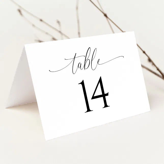 Elegant Script Wedding Folded Table Number Card | Zazzle