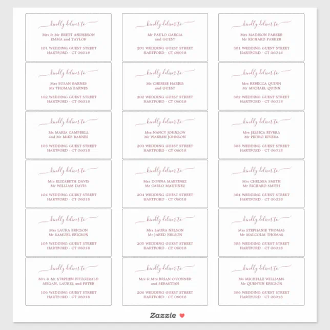 Elegant Script Wedding Guest Address Label | Zazzle