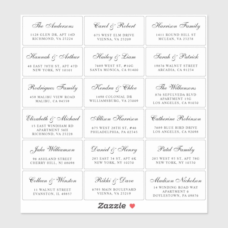 Elegant Script Wedding Guest Address Labels | Zazzle