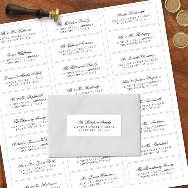 Elegant Script Wedding Guest Address Labels | Zazzle