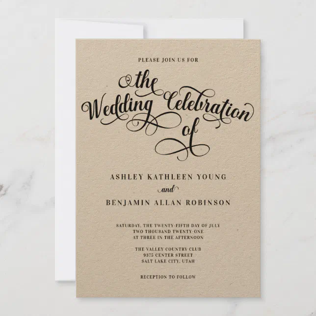 Elegant Script Wedding Invitation | Zazzle