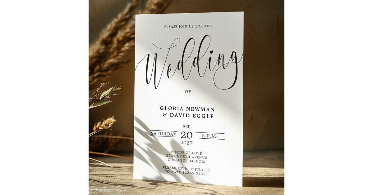 Elegant Script Wedding Invitation | Zazzle