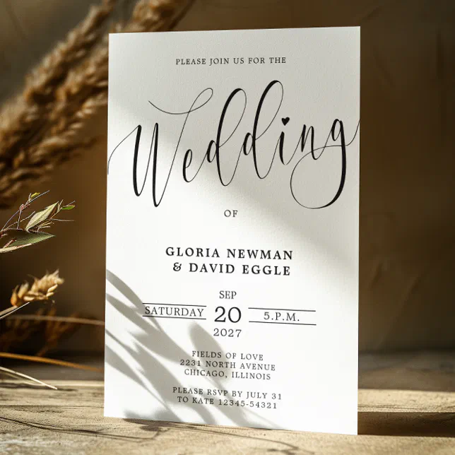 Elegant Script Wedding Invitation | Zazzle