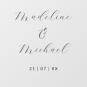 Elegant Script Wedding Names Date Modern Reception Floor Decals | Zazzle