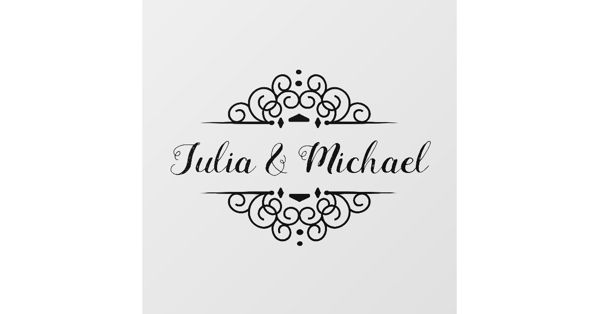 Elegant Script Wedding Names Floor Decals | Zazzle