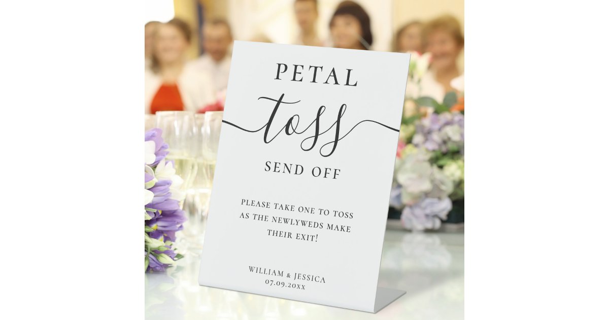 Elegant Script Wedding Petal Toss Pedestal Sign | Zazzle