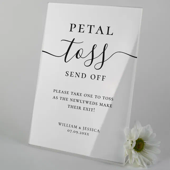 Elegant Script Wedding Petal Toss Poster | Zazzle