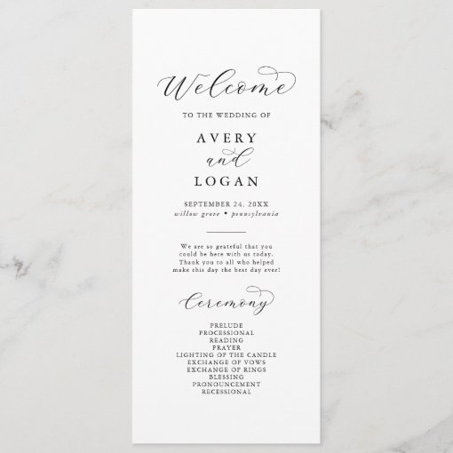 Elegant Script Wedding Program | Zazzle