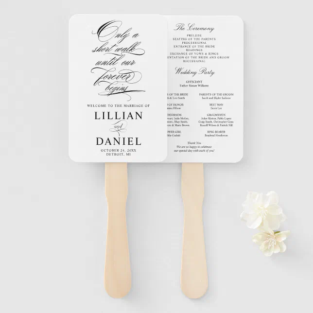 Elegant Script Wedding Program Hand Fan | Zazzle
