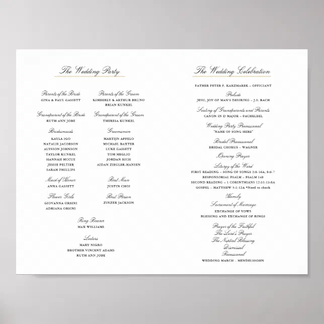 Elegant Script Wedding Program Inside Download Poster | Zazzle