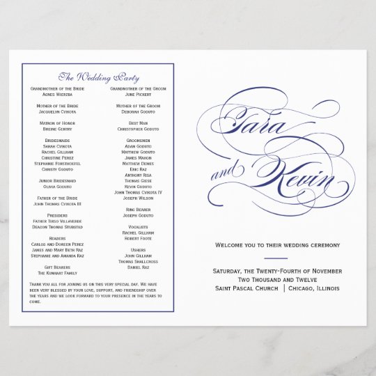 Elegant Script Wedding Program - Navy | Zazzle.com