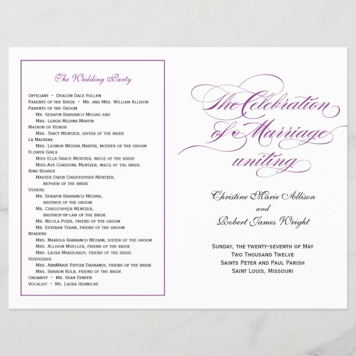 Elegant Script Wedding Program - Purple | Zazzle.com