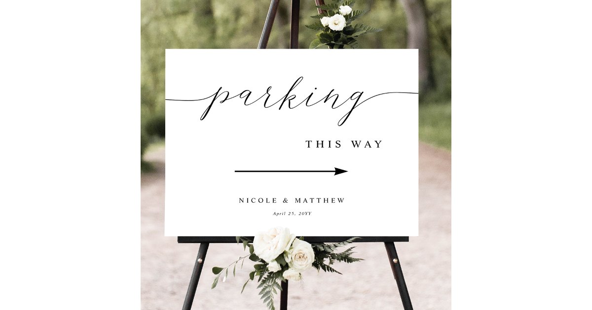 Elegant Script Wedding Reception Parking Sign | Zazzle