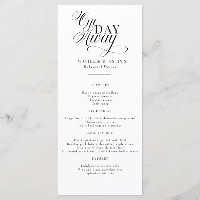 Elegant Script Wedding Rehearsal Dinner Menu | Zazzle