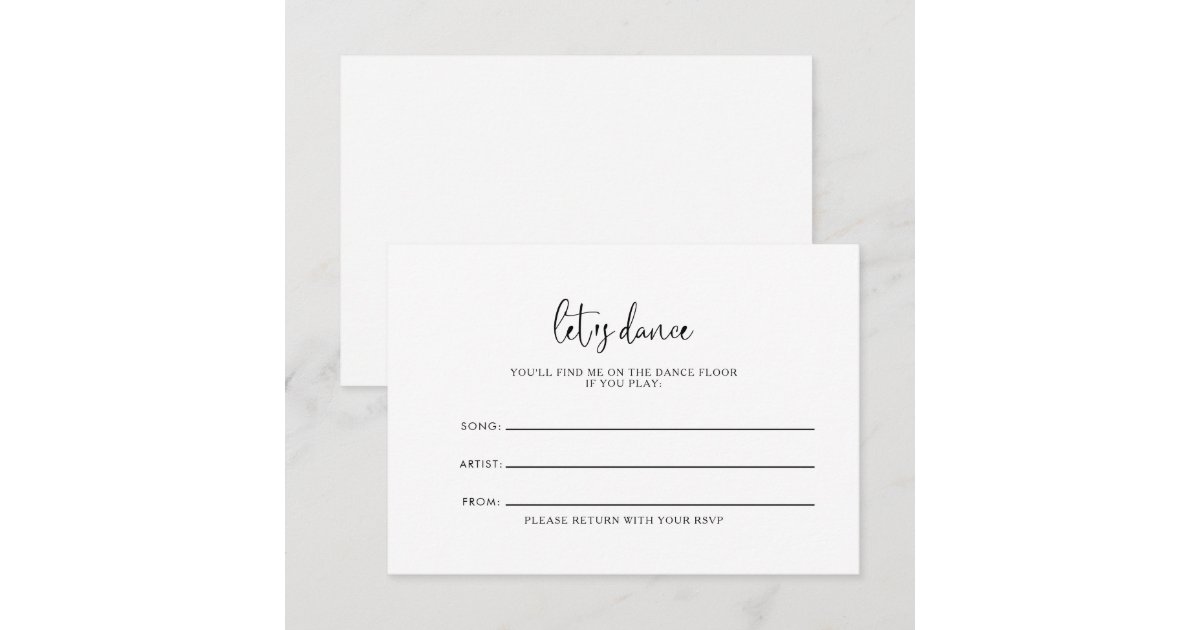 Elegant Script Wedding Song Request Card | Zazzle
