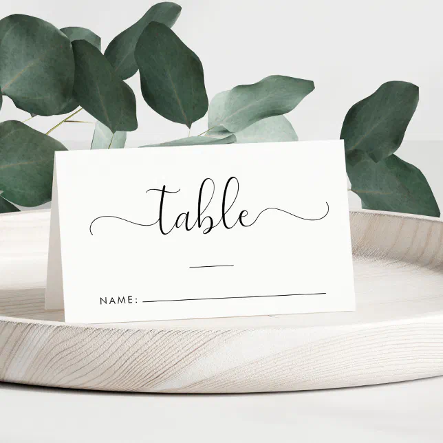 Elegant Script Wedding Table Number Place Card | Zazzle