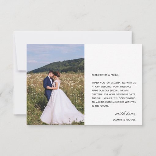 Elegant Script Wedding Thank You Photo W Note Card | Zazzle