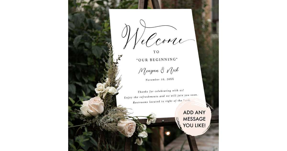 Elegant Script Wedding Welcome Sign with Message | Zazzle