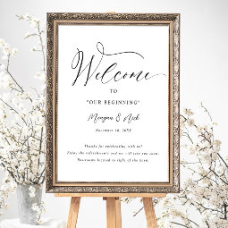 Elegant Script Wedding Welcome Sign with Message | Zazzle