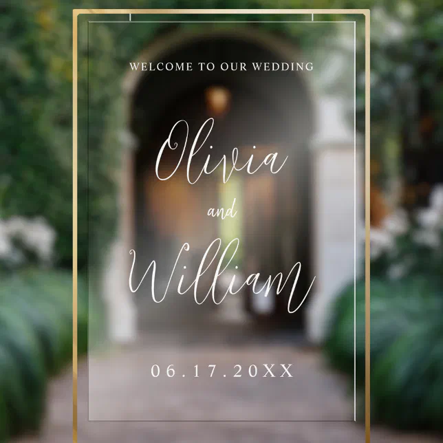Elegant Script Wedding Welcome Transparent Acrylic Sign | Zazzle