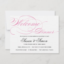 Elegant Script Welcome Dinner Invitation Pink | Zazzle