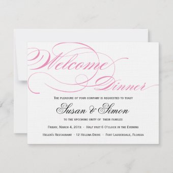 Elegant Script Welcome Dinner Invitation Pink | Zazzle