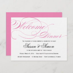 Elegant Script Welcome Dinner Invitation Pink | Zazzle