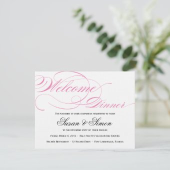 Elegant Script Welcome Dinner Invitation Pink | Zazzle