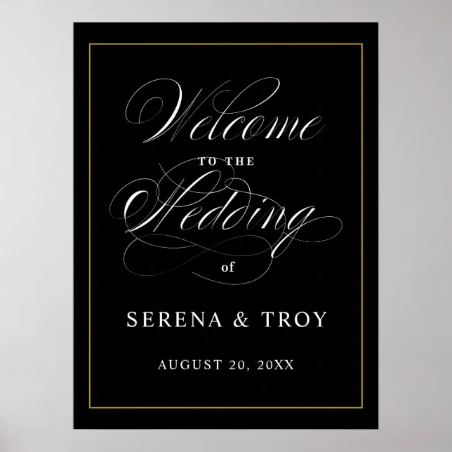 Elegant Script Welcome Sign Wedding Black | Zazzle