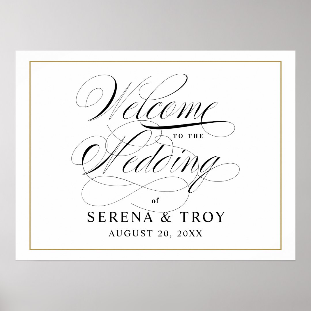 Elegant Script Welcome Sign Wedding Landscape | Zazzle