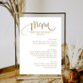 Elegant Script, White and Gold Wedding Menu | Zazzle