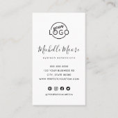 Elegant script white vertical custom logo business card | Zazzle