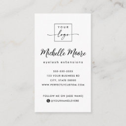 Elegant script white vertical custom logo business card | Zazzle
