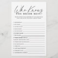 Elegant Script Who Knows The Bride Best Game | Zazzle