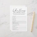 Elegant Script Who Knows The Bride Best Game | Zazzle