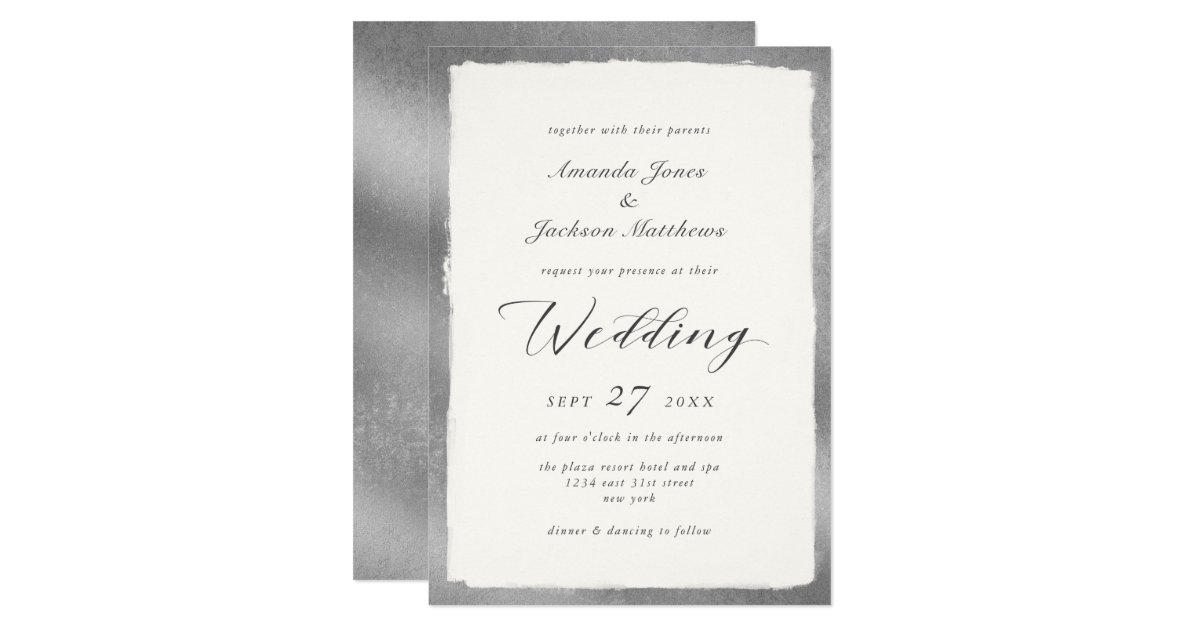 Elegant Script with Silver Semi Formal Wedding Invitation | Zazzle.com