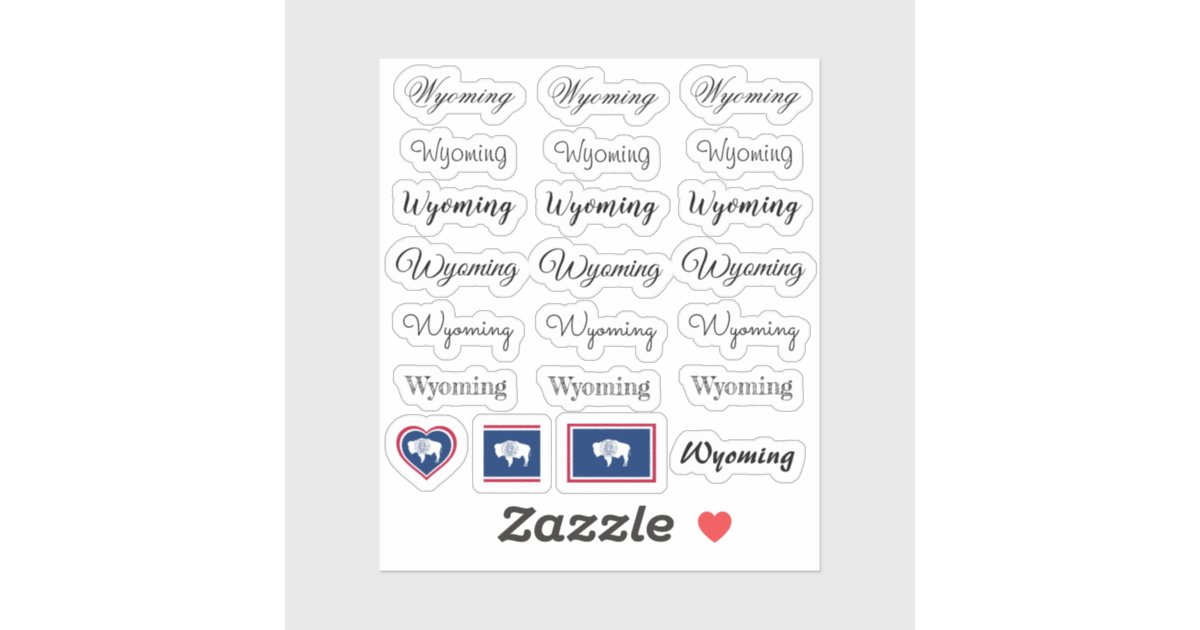 Elegant script Wyoming & Wyoming Flag /name Set Sticker | Zazzle
