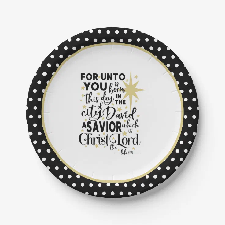 Elegant Scripture Christmas Birth of Christ Paper Plates | Zazzle