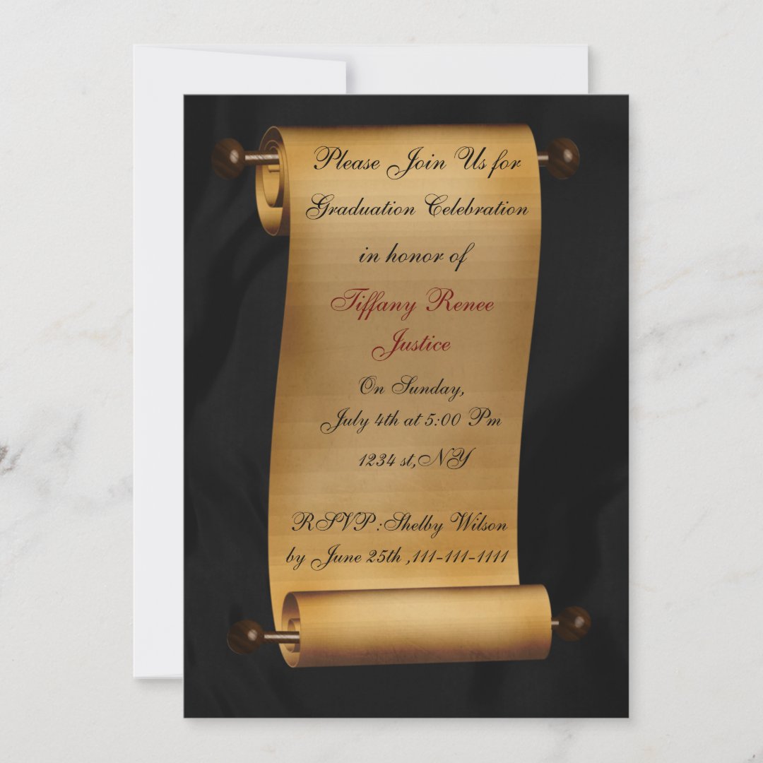 elegant scroll Graduation party Invitation | Zazzle