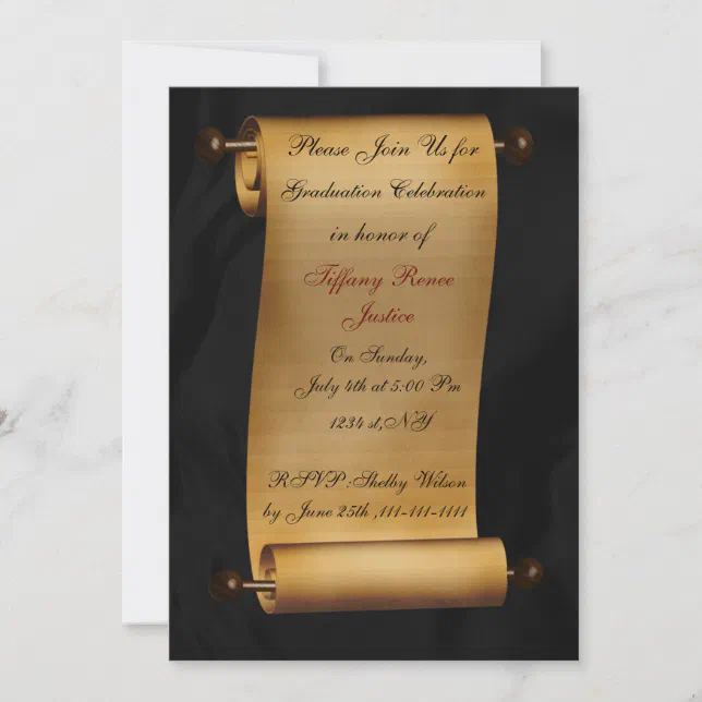 elegant scroll Graduation party Invitation | Zazzle