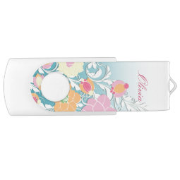 Elegant Sculpted Pastel Floral Personalized USB Flash Drive | Zazzle
