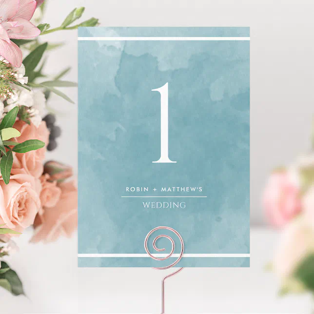Elegant Sea Glass Watercolor Table Number | Zazzle