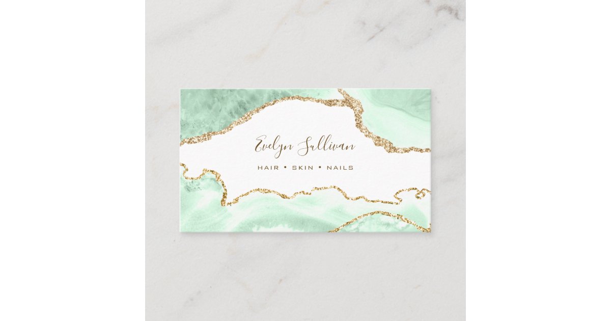 elegant seafoam green agate business card | Zazzle