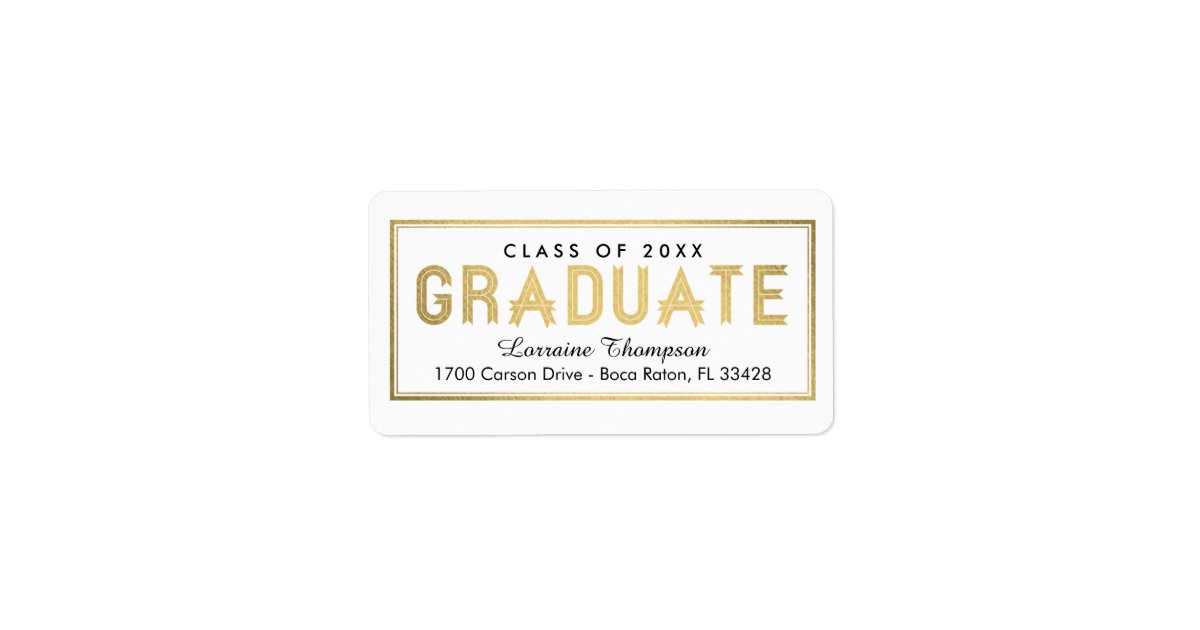Elegant Seal Graduation Address Labels - Gold | Zazzle